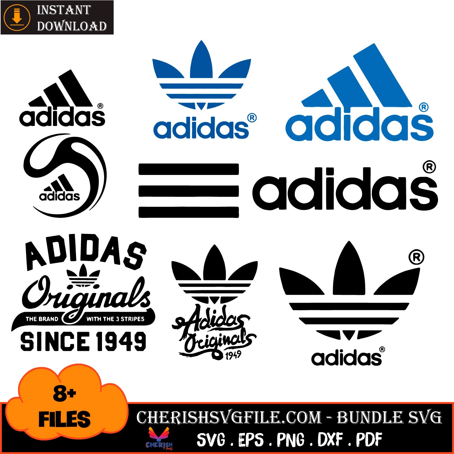 8 Files Of Adidas Logo Designs Bundle Svg, Brand Svg - Inspire Uplift