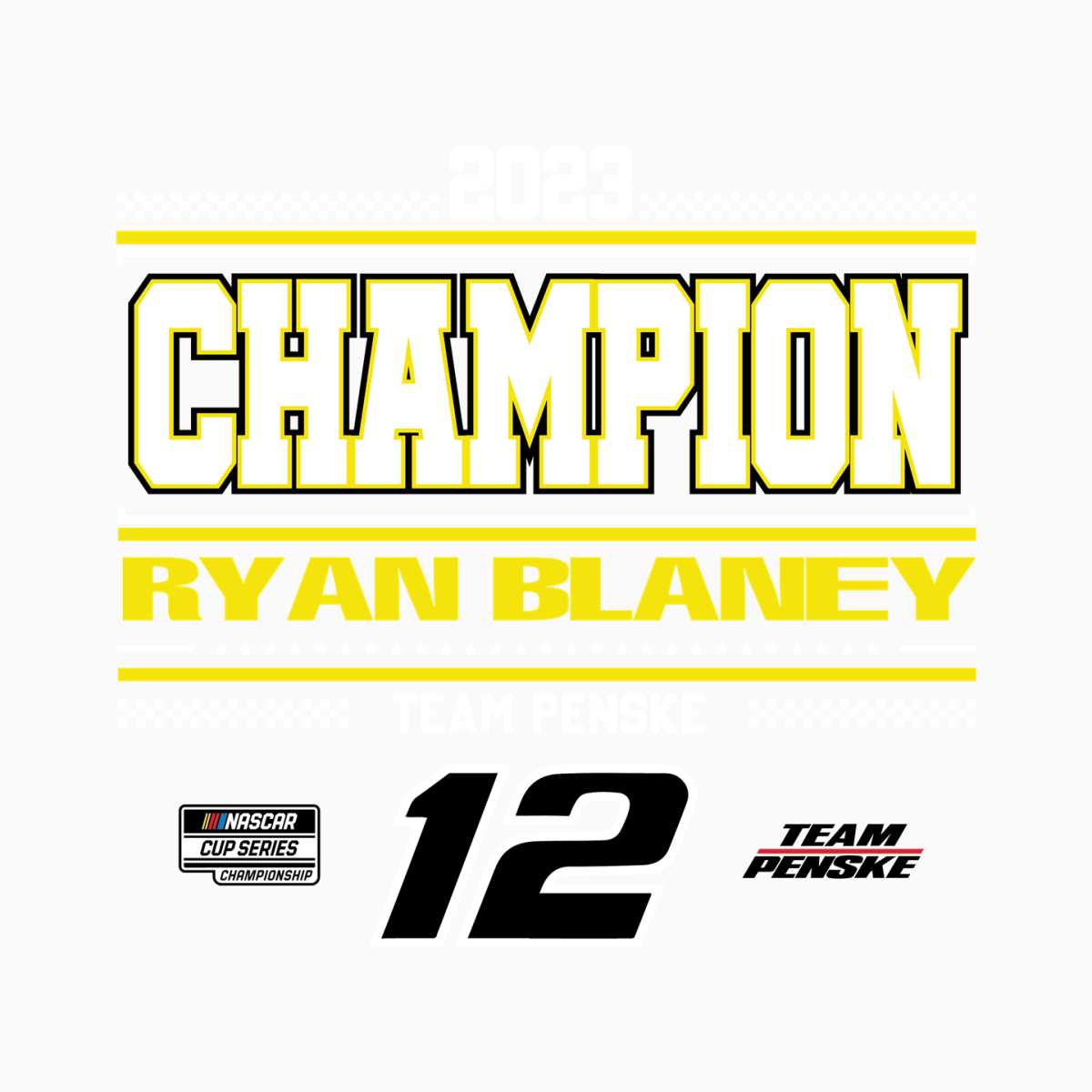 2023 Champion Ryan Blaney Team Penske NASCAR SVG File - Inspire Uplift