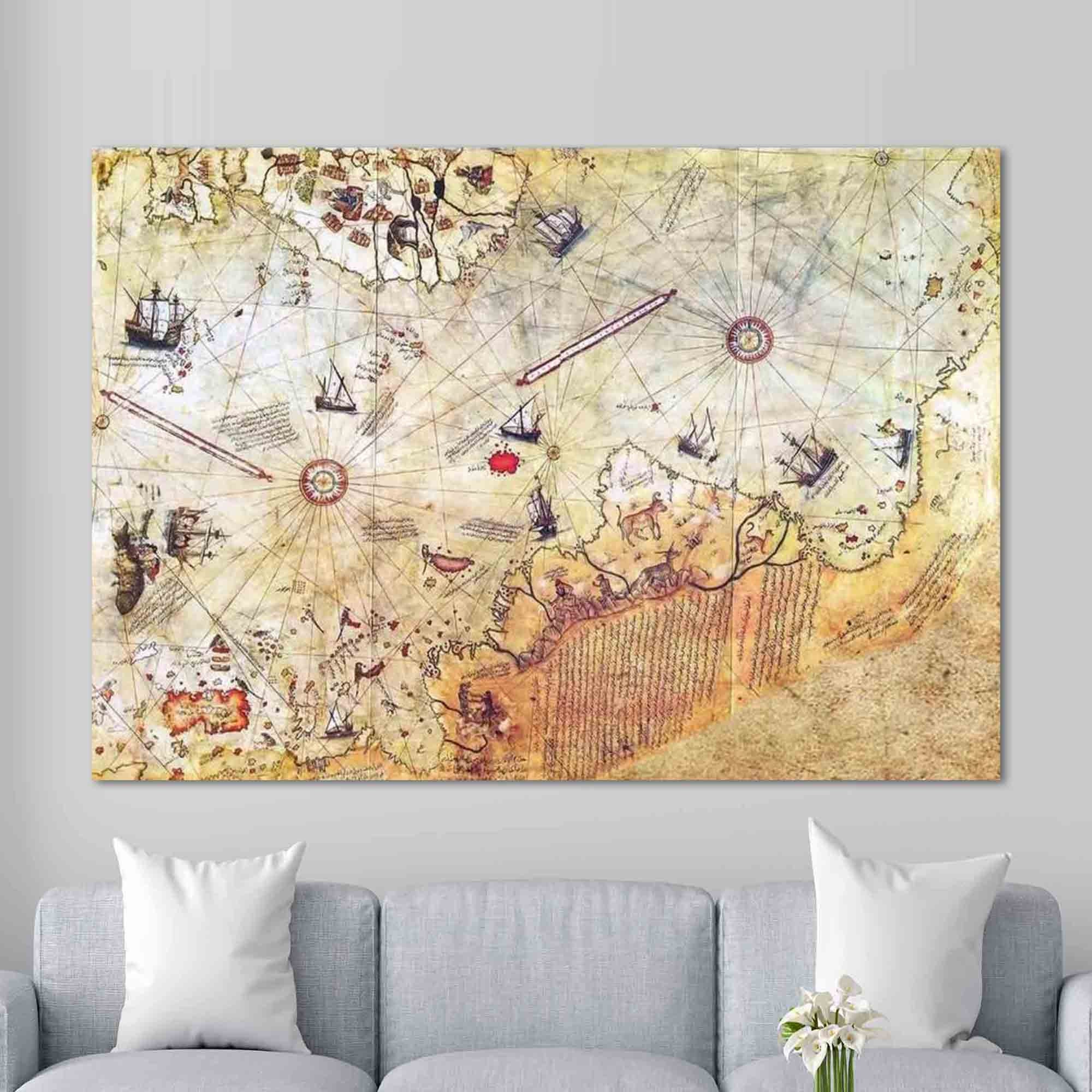 Wall art Piri Reis Map, Antique Map Canvas Art, Map Poster, | Inspire ...