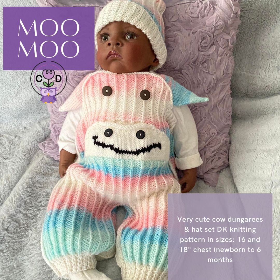 MooMoo - Baby knitting pattern. Baby dungarees knitting tuto | Inspire ...