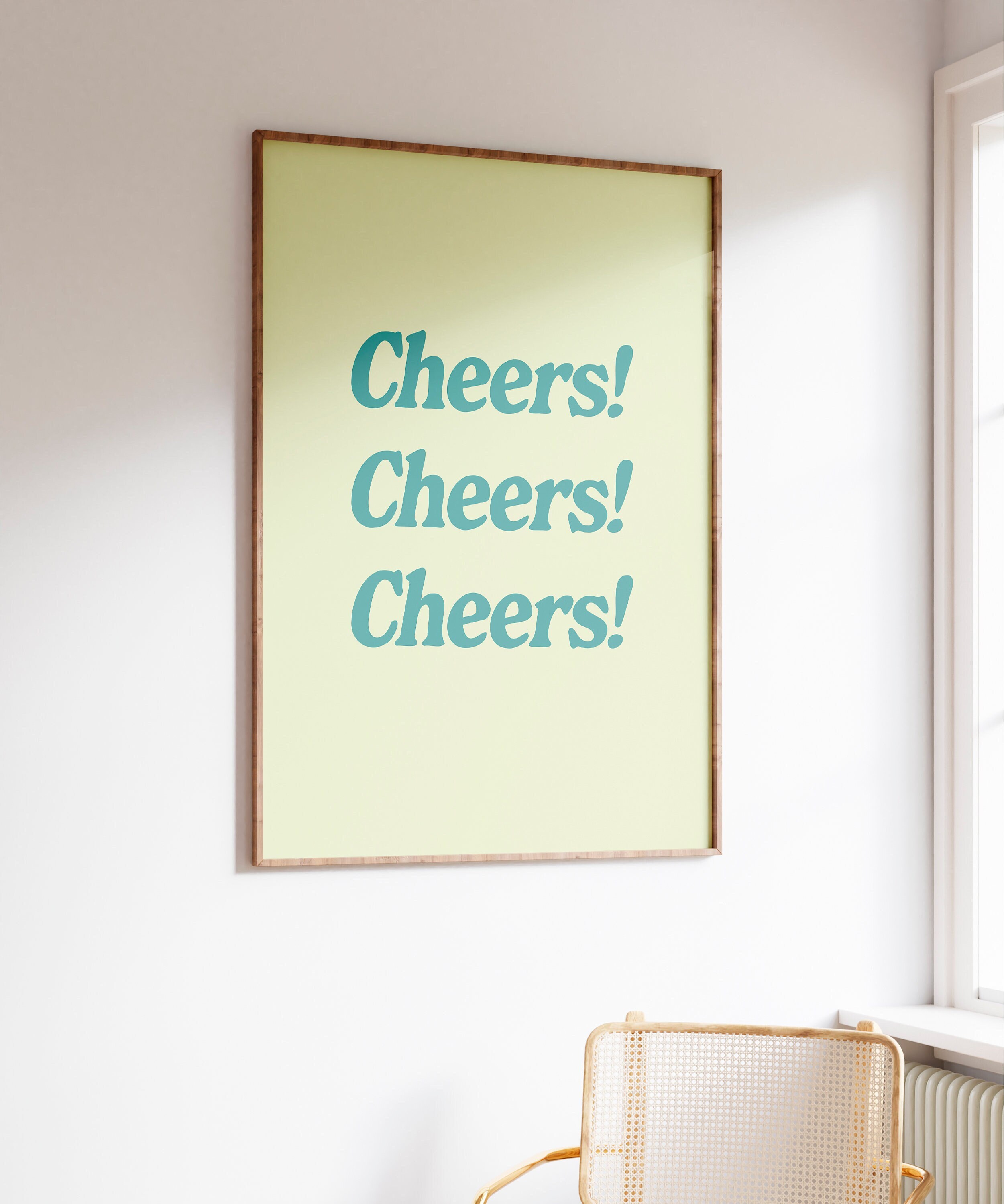 Cheers Quote Print, Bar Art Print, Retro Typography Poster, | Inspire ...