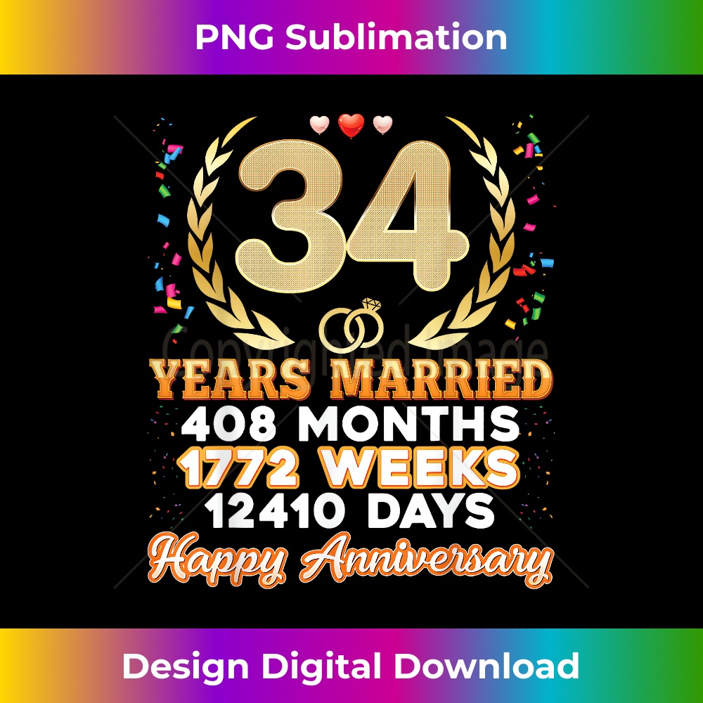 34 Years Married Happy 34th Wedding Anniversary Couple - Del | Inspire ...