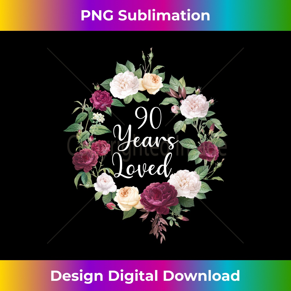 90 Years Loved Men Women 90 Years Old Floral 90th Birthday L | Inspire ...