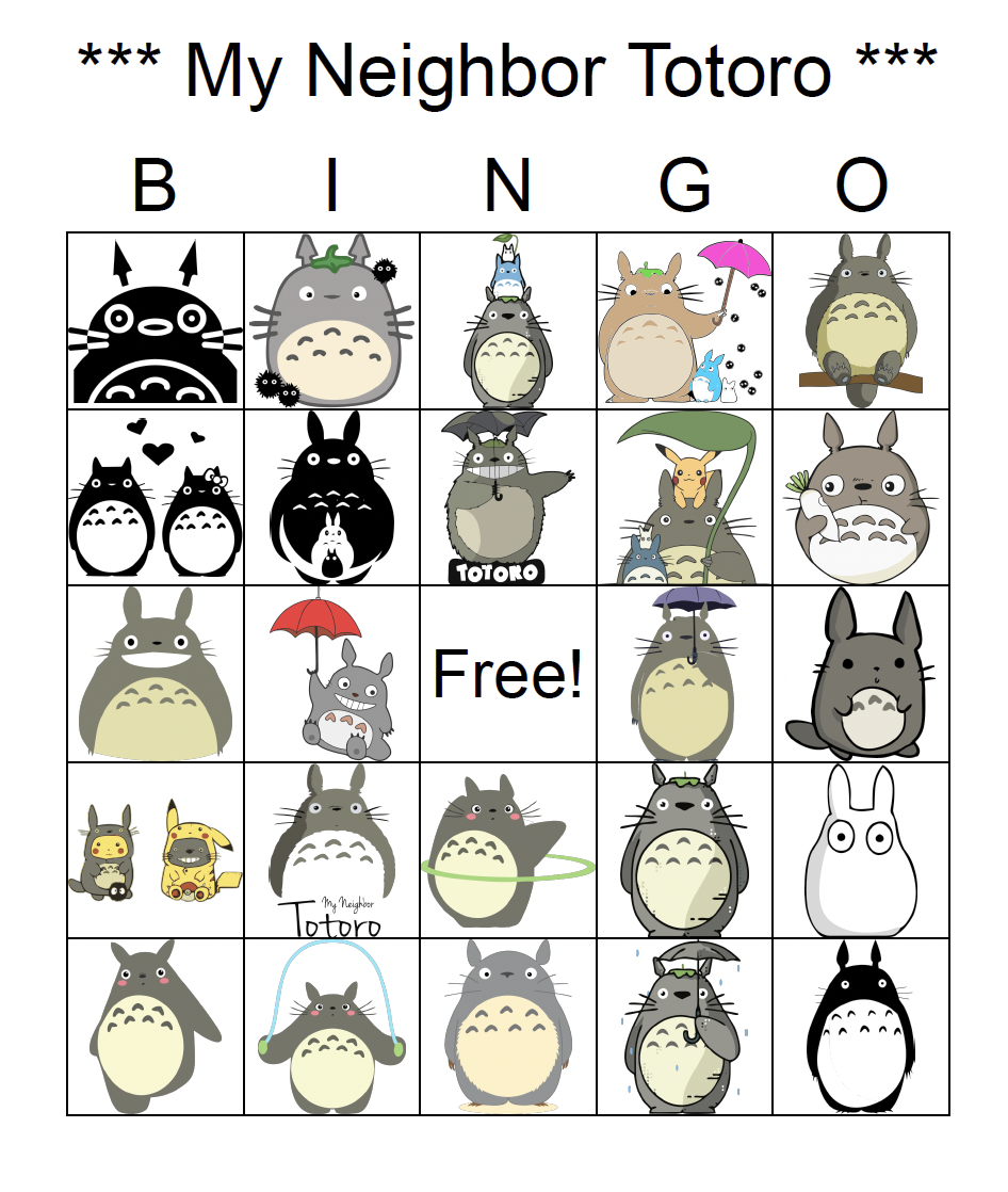 My neighbor Totoro Bingo Cards Printable,Party Game,100 uni - Inspire ...