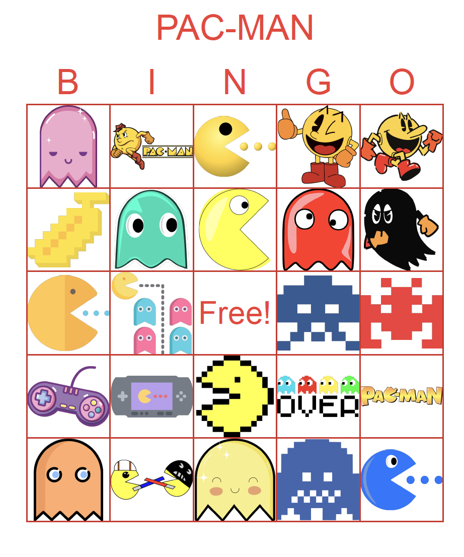 Pac-man Totoro Bingo Cards Printable,Party Game,100 unique | Inspire Uplift