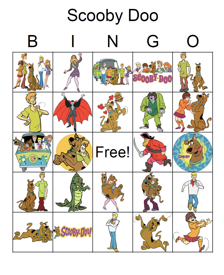 Scooby Doo Bingo Cards Printable,Party Game,100 unique bingo - Inspire ...