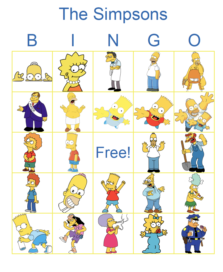Simpsons Bingo Cards Printable,Party Game,100 unique bingo c - Inspire ...