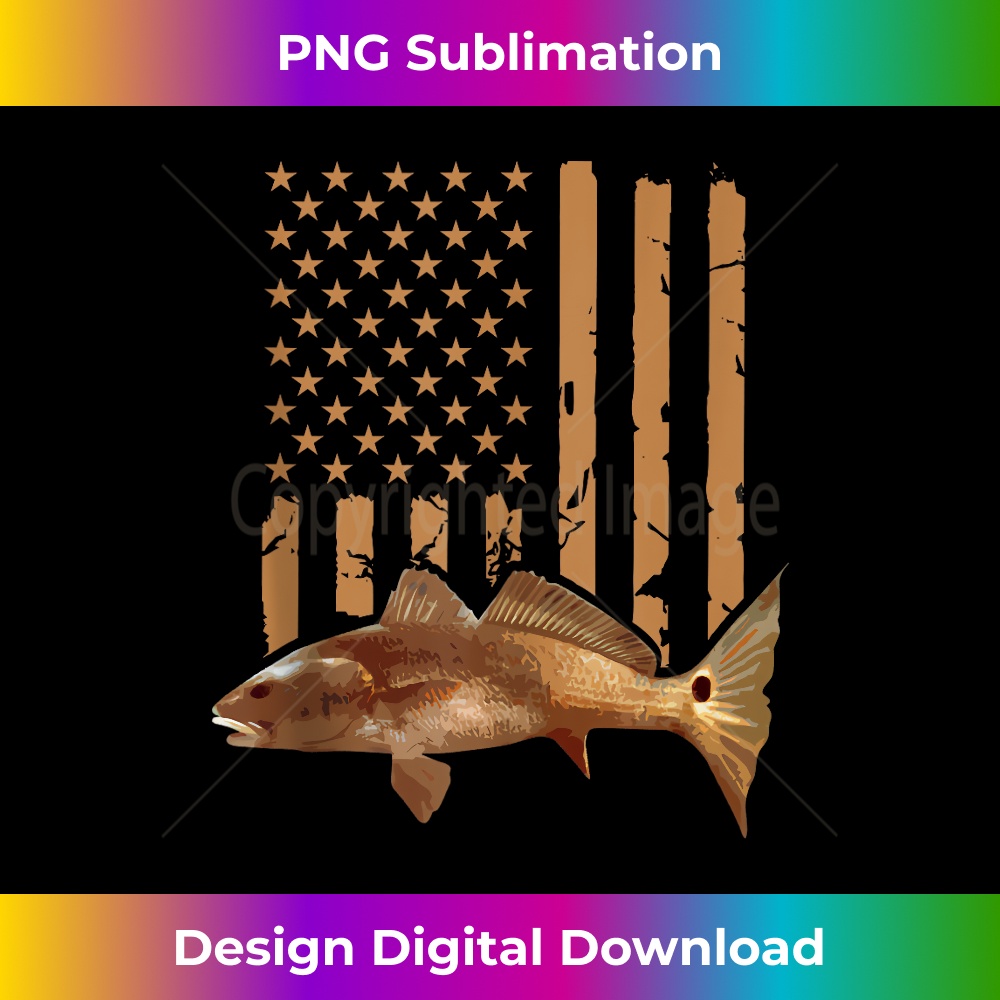 Redfish Fishing Red Drum Tailing Usa American Flag Fisherman | Inspire Uplift