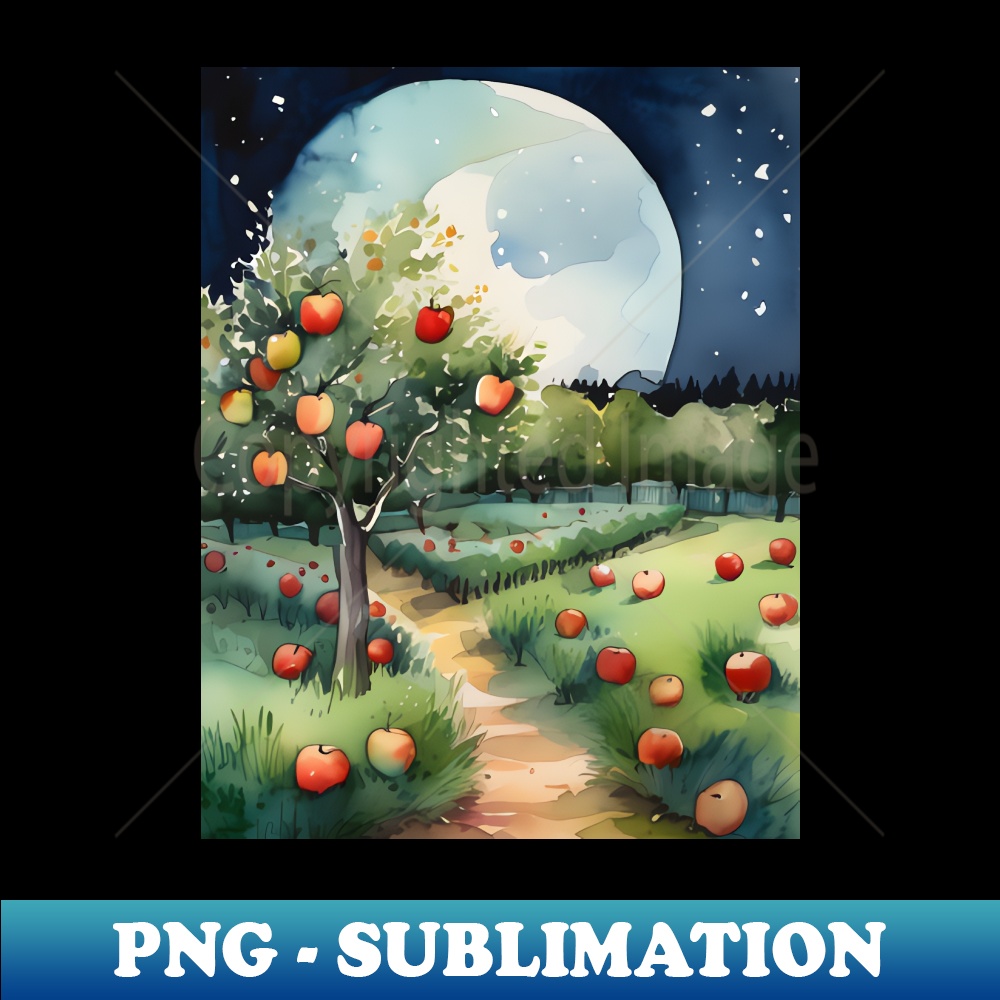 Apple Orchard Under the Moon - Elegant Sublimation PNG Downl | Inspire ...