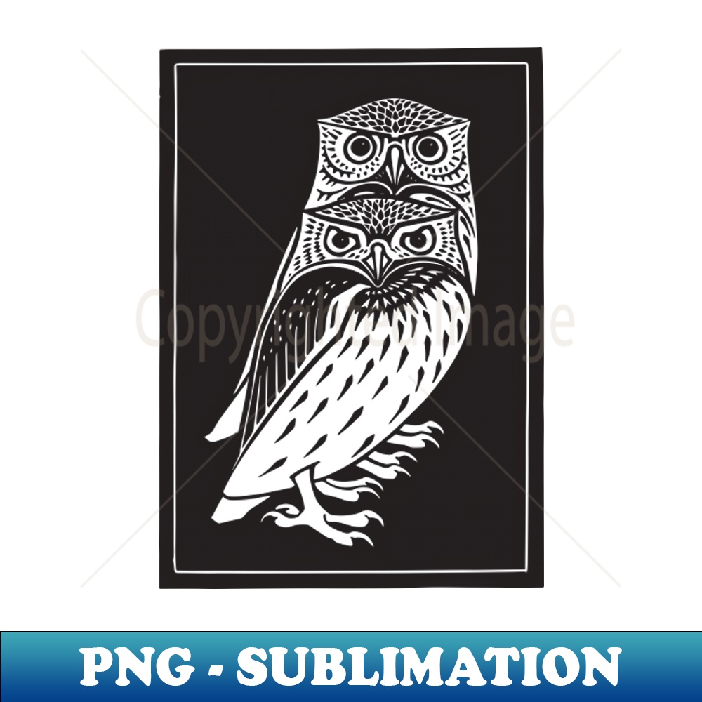 Pair of stylized owls Graphic design woodcut style Ex Libris | Inspire ...