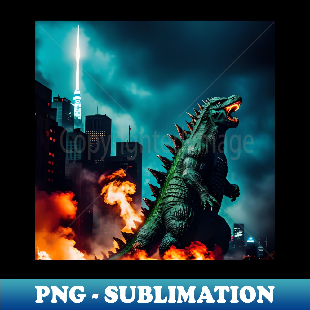 Godzilla in a city on fire - PNG Transparent Sublimation Des - Inspire ...