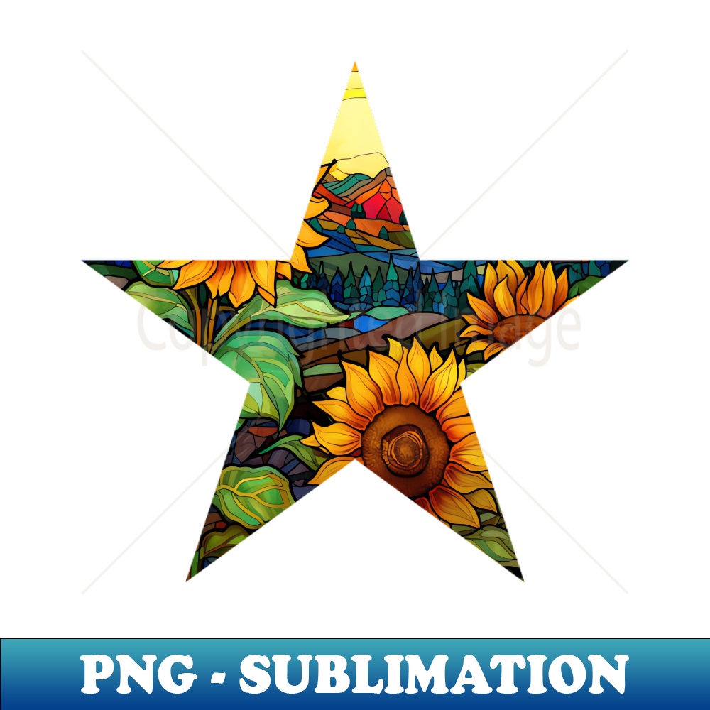 Sunflower Stained Glass Star - PNG Transparent Sublimation F - Inspire ...