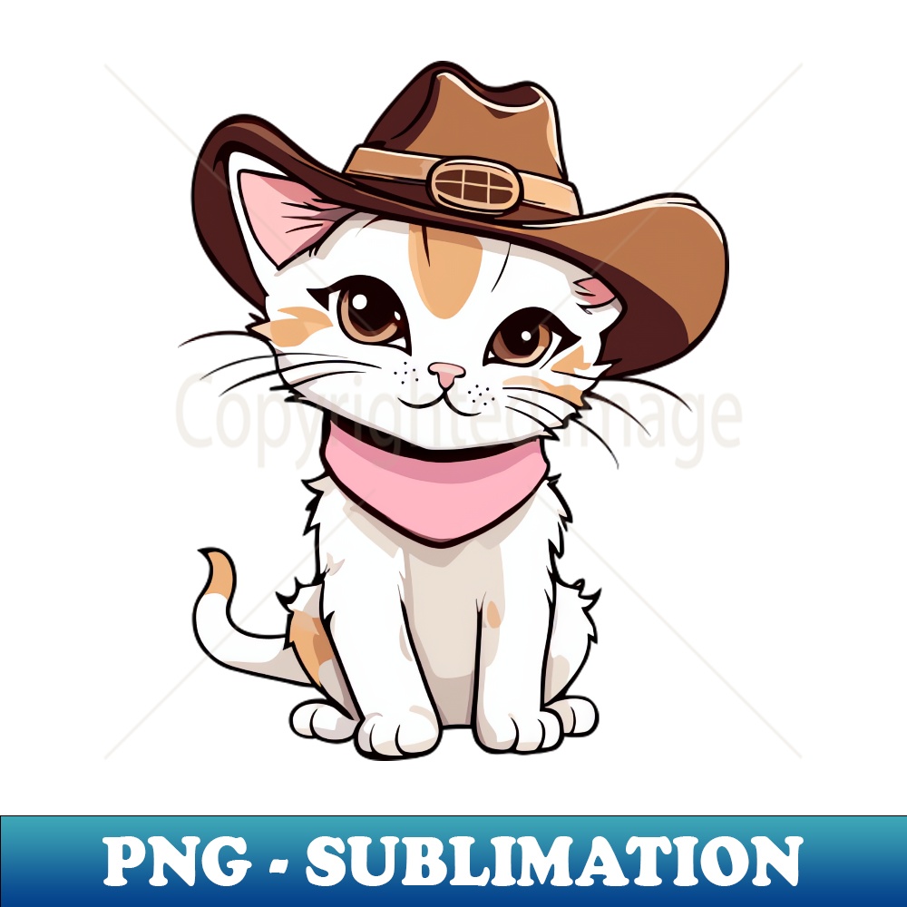 Cute Kitten in a Cowboy Hat Meowdy Adventure - Premium Subli | Inspire ...
