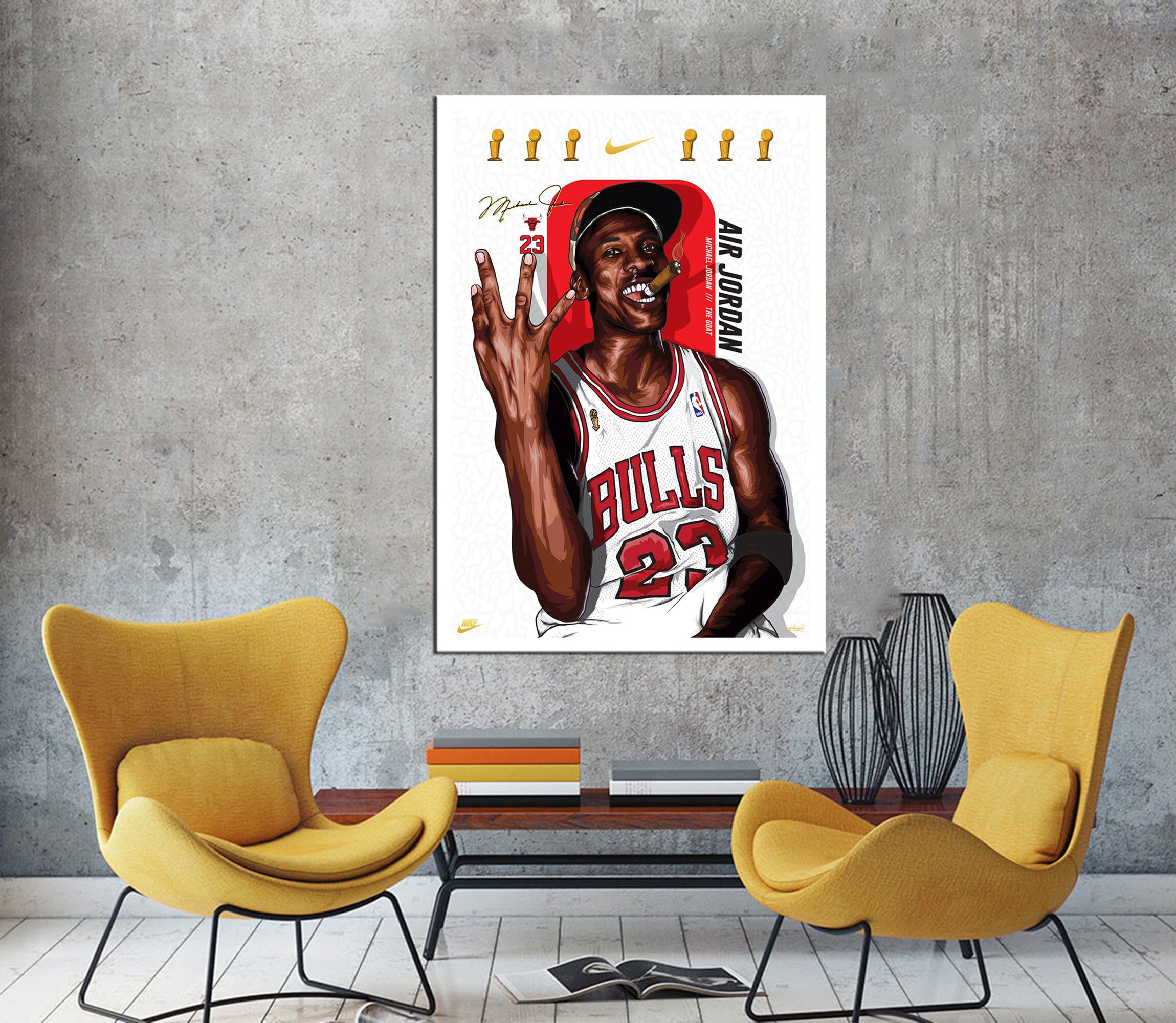 Michael Jordan , Michael Jordan Legendary Trophy Moment Canv | Inspire ...