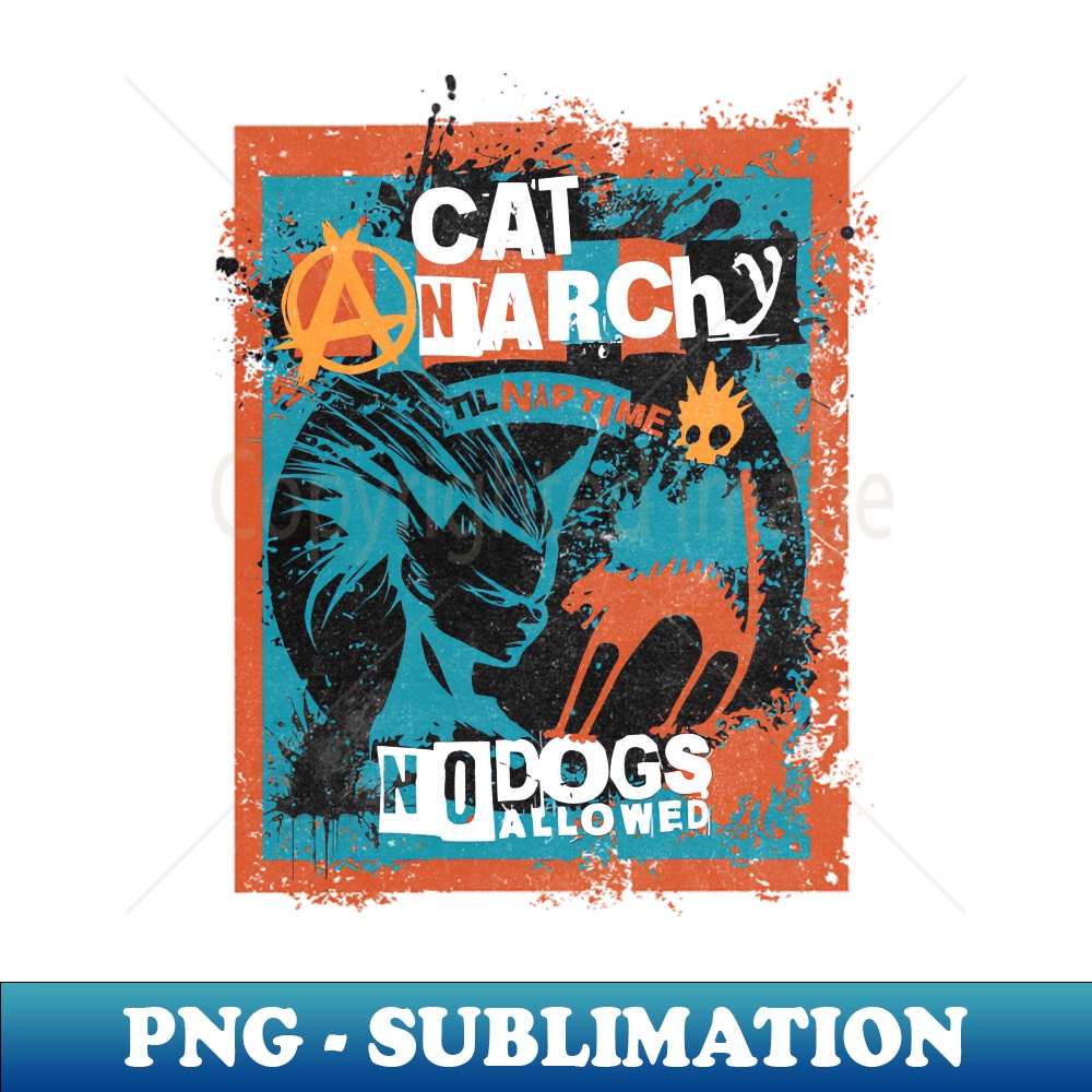 CAT ANARCHY - ORANGE TEAL - PNG Transparent Sublimation Des - Inspire ...