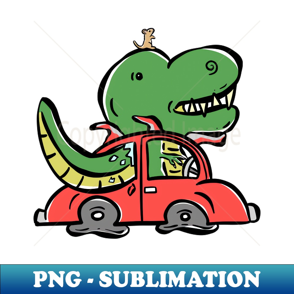 Driving a Red Car Tyrannosaurus Dinosaur Dino Cartoon Cute C - Inspire ...