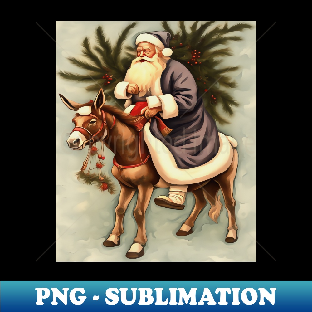 Olde German Father Christmas Riding A Donkey - High-Resoluti | Inspire ...