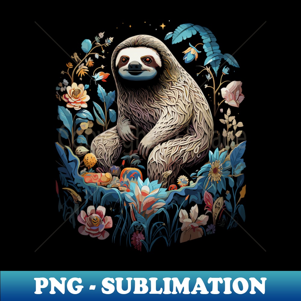 Colorful Floral Cute Sloth Illustration - PNG Transparent Su | Inspire ...