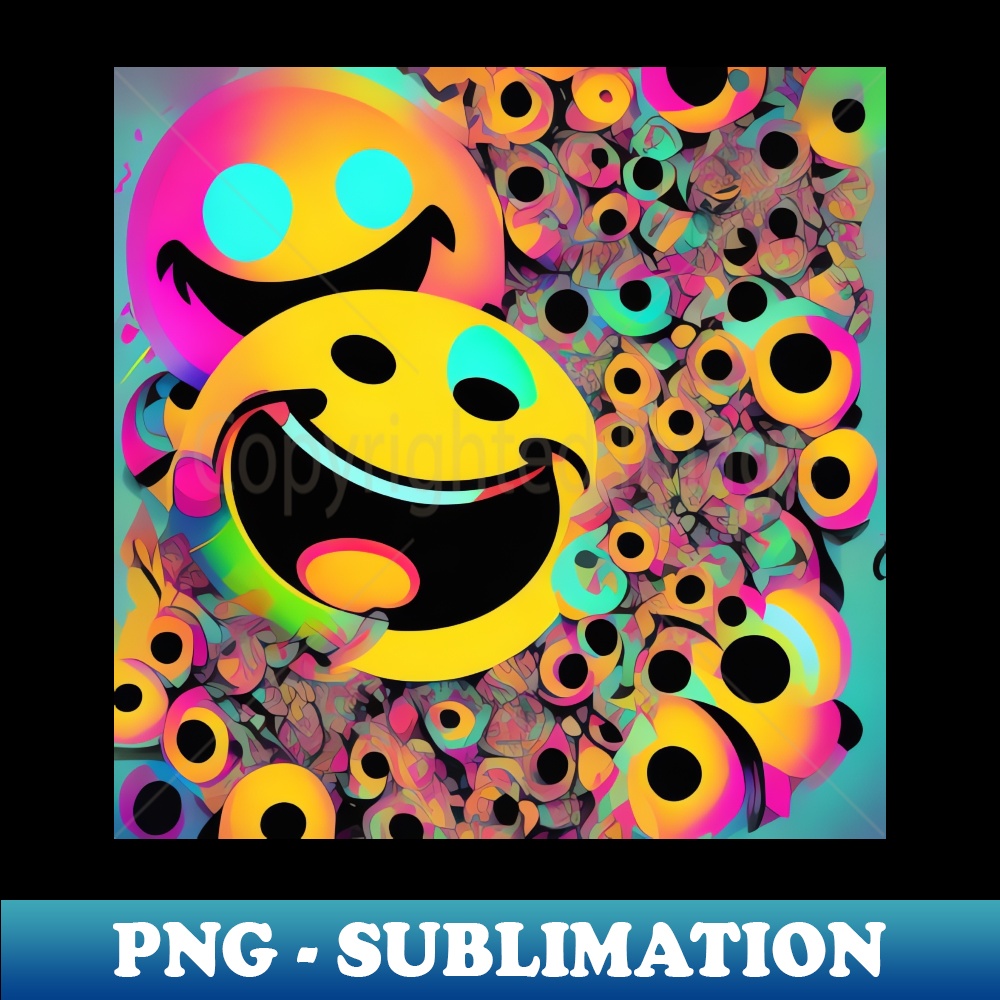 Energy Burst Psychedelic Smiley Faces with Geometric Pattern | Inspire ...