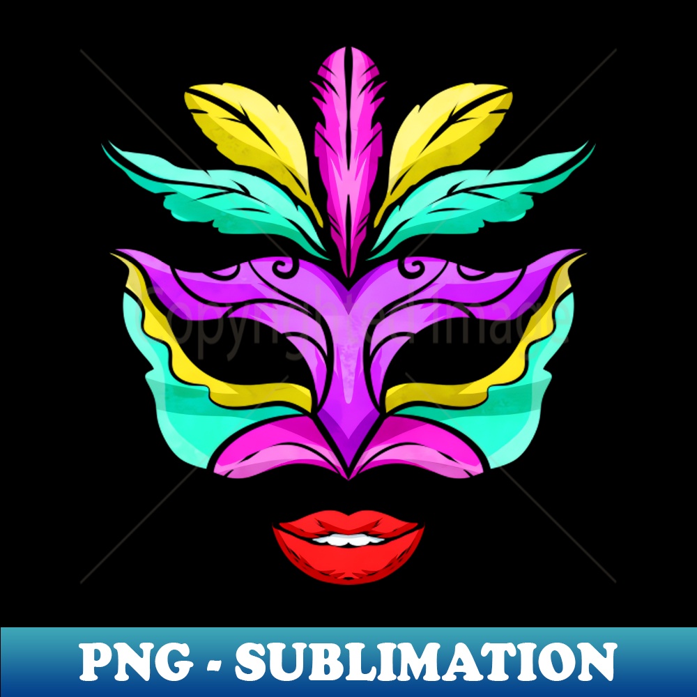 Purple Green And Golden Mask With Red Lips For Mardi Gras - | Inspire ...