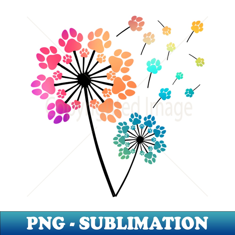 Dandelion Paw Print Funny Color Dog Flower - PNG Transparent | Inspire ...