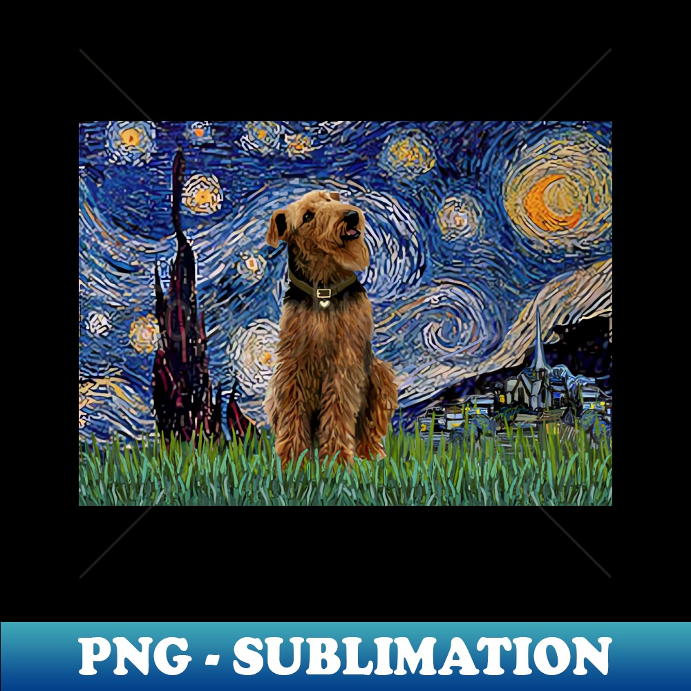 Happy Airedale in Adaptation of Van Goghs Starry Night - Exc | Inspire ...