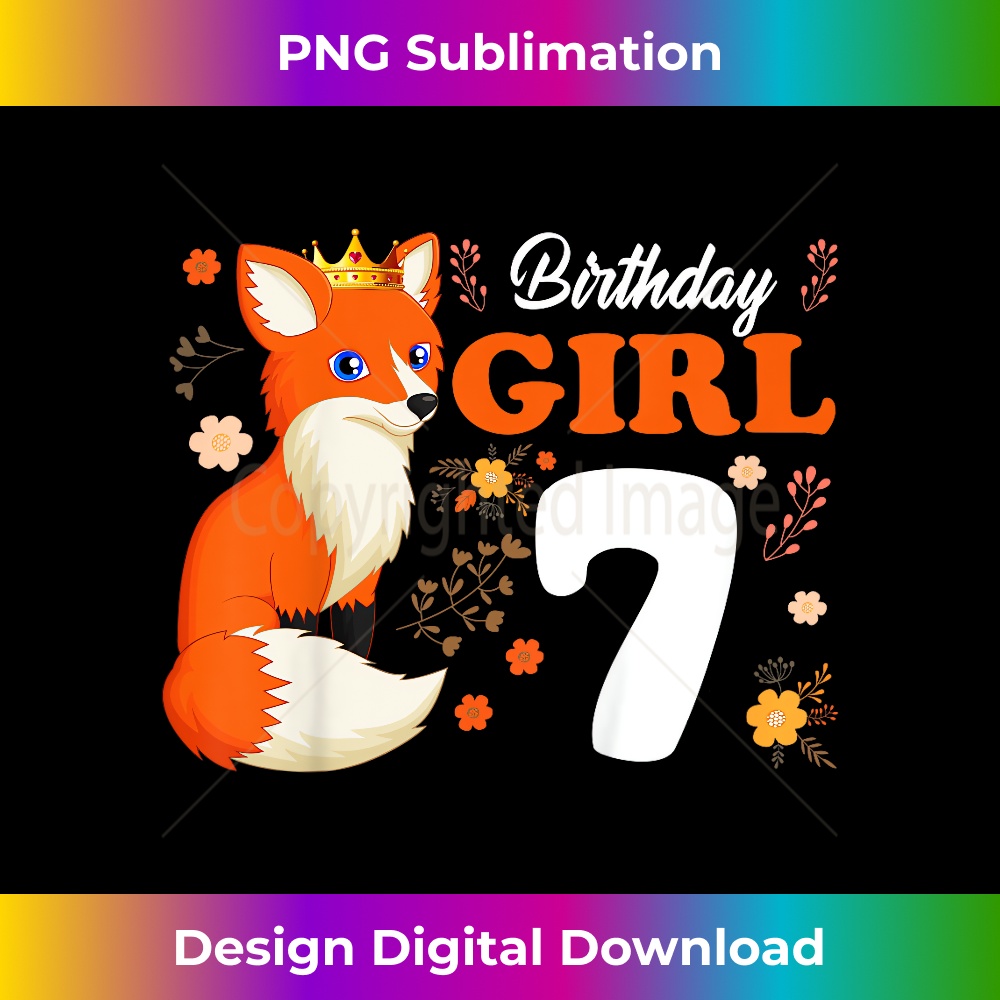 Kids Cute Birthday Girl 7th Birthday 7 Years Old Fox Animal | Inspire ...