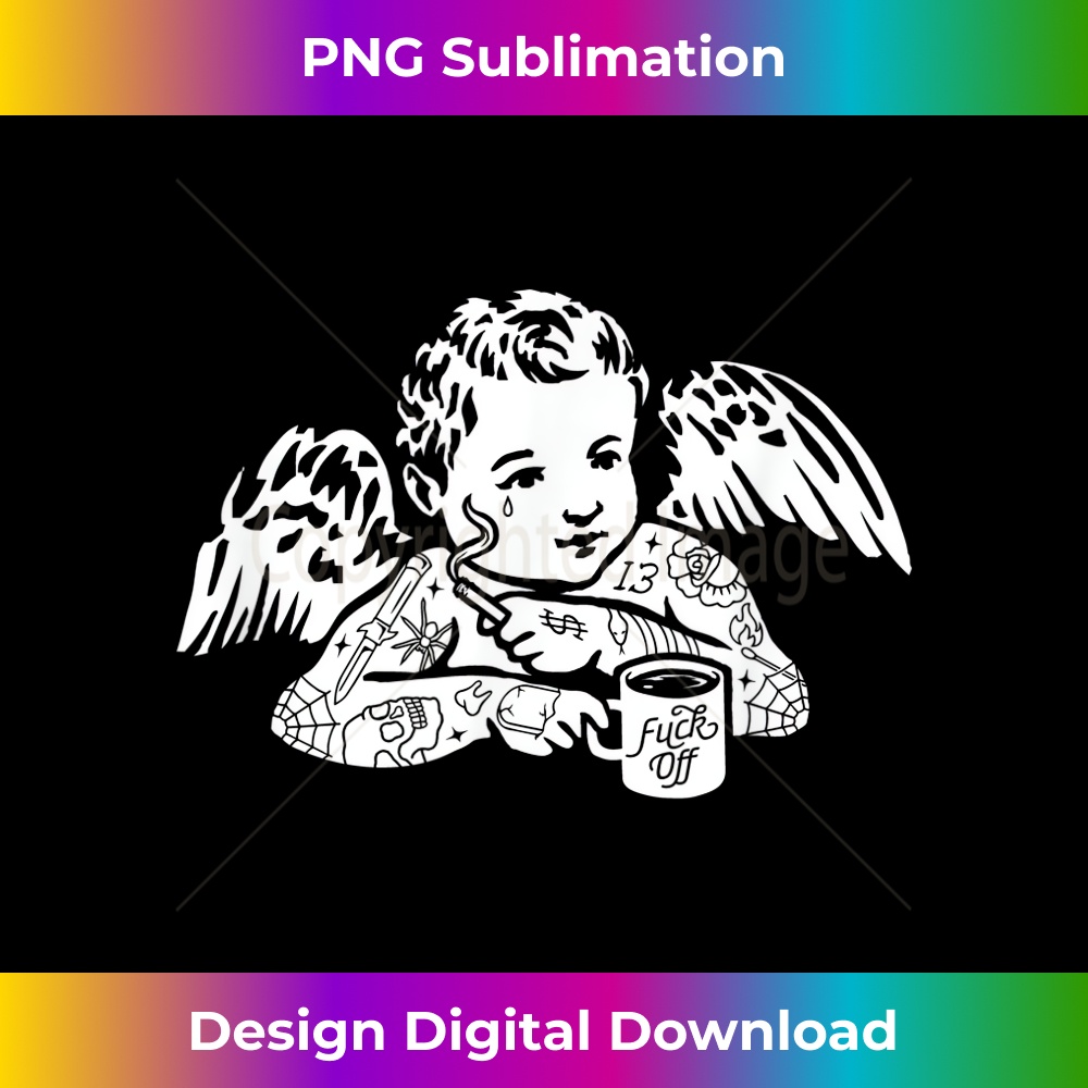 Tattooed Angel Cherub Smoking and Drinking Co - Classic Subl | Inspire ...