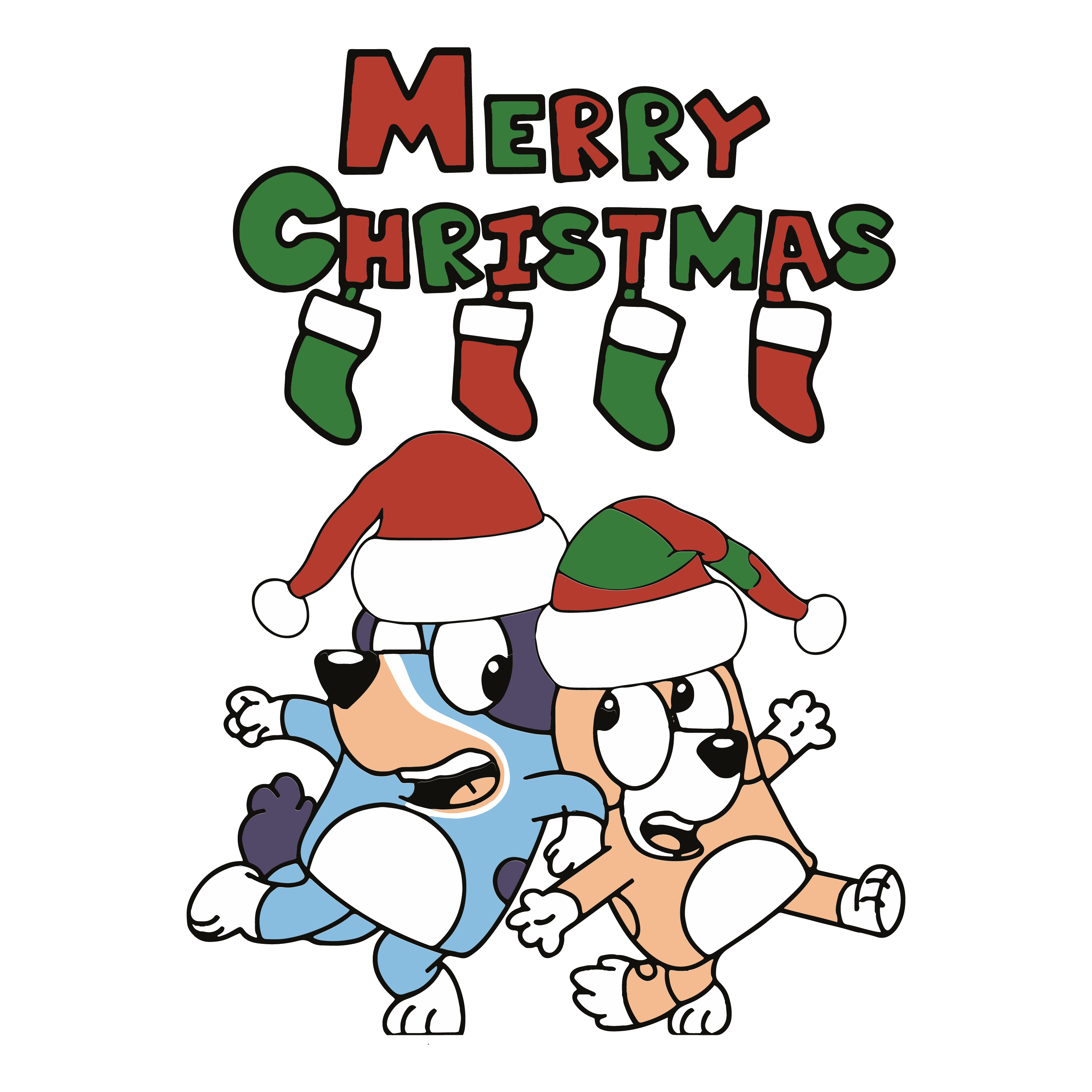 Bluey Ugly Merry Christmas Bluey And Bingo SVG Download | Inspire Uplift