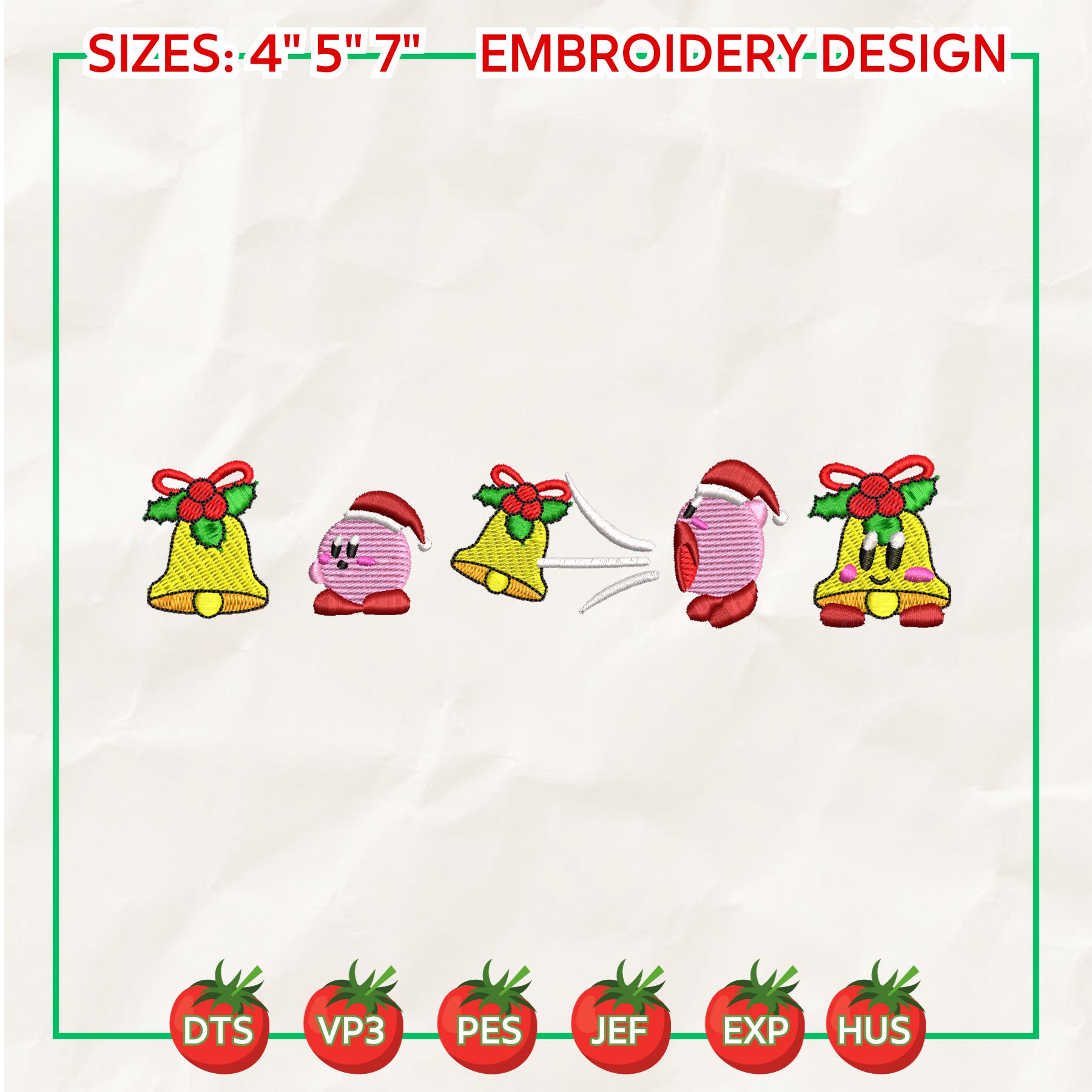 Kirby X Christmas Bell Embroidery Designs, Christmas Embroid - Inspire ...