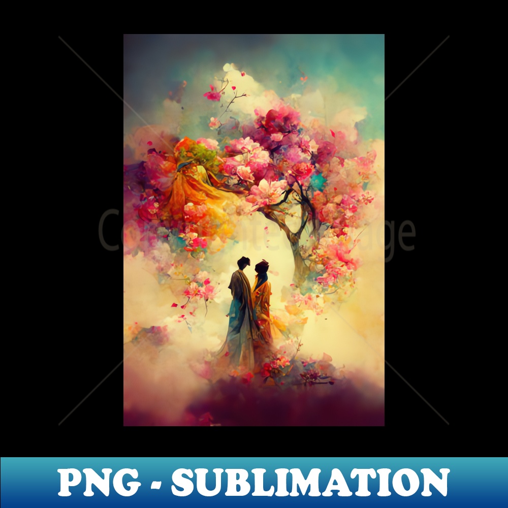 Two under the sakura tree - Modern Sublimation PNG File - Vi - Inspire Uplift