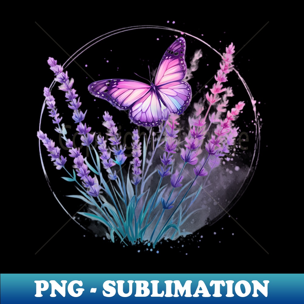 Purple Butterfly and Lavender Flowers - PNG Transparent Subl | Inspire ...