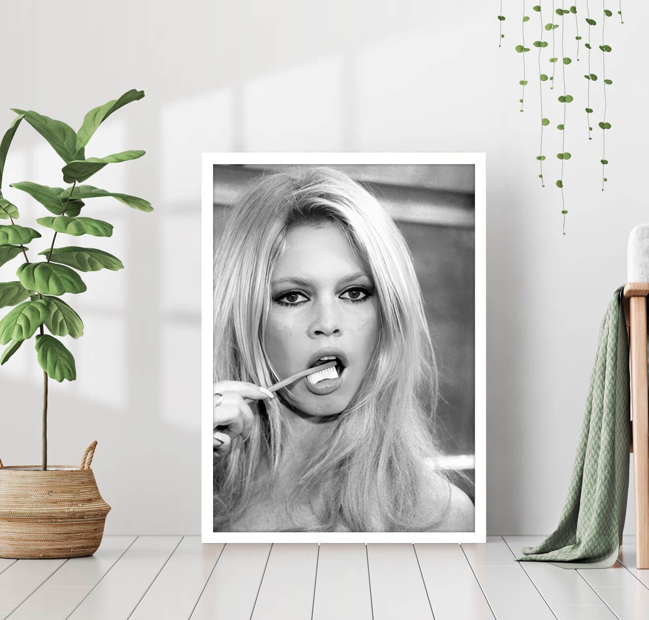 Brigitte Bardot Brushing Teeth Poster Black and White Retro | Inspire ...
