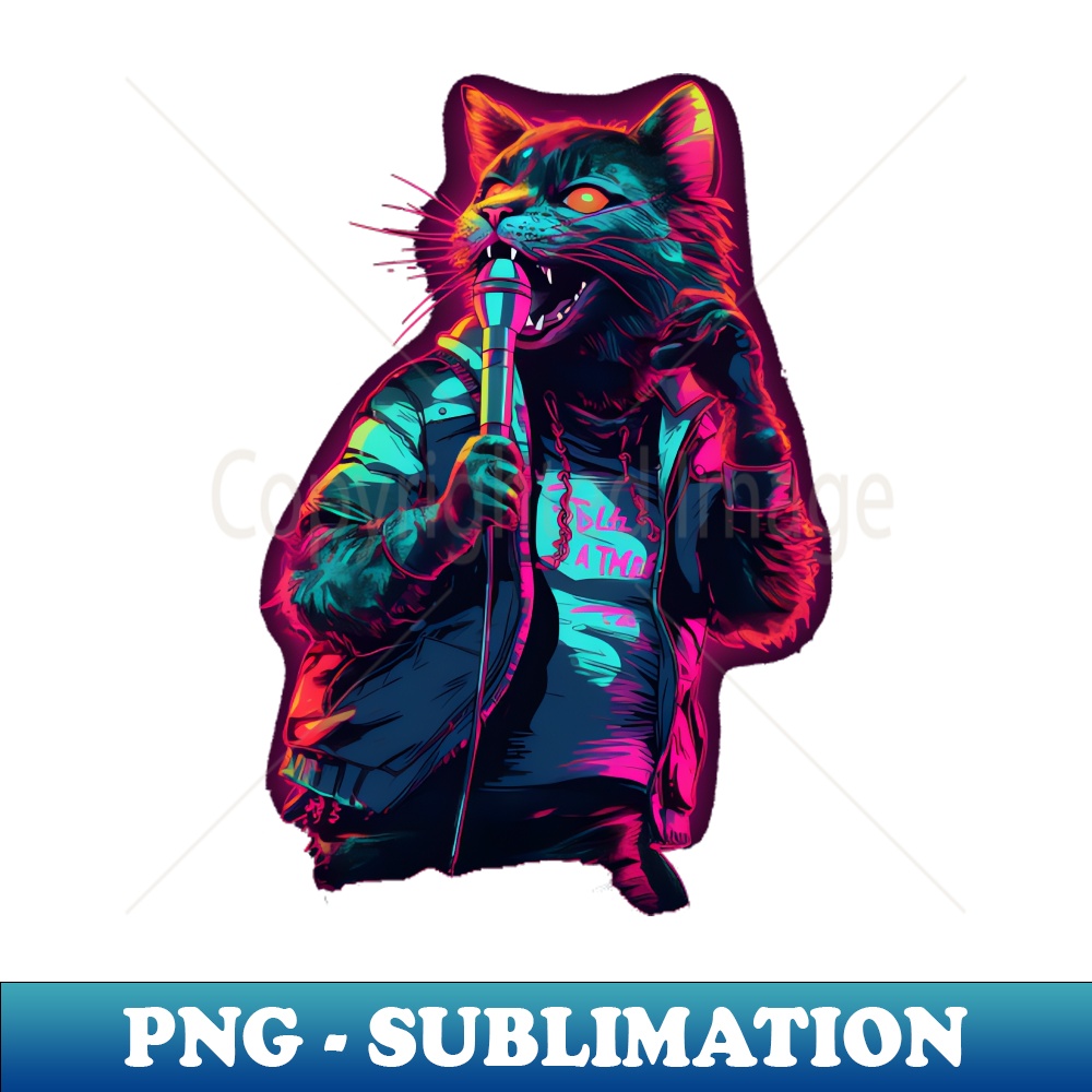 Singing Cat With Microphone - PNG Sublimation Digital Downlo | Inspire ...