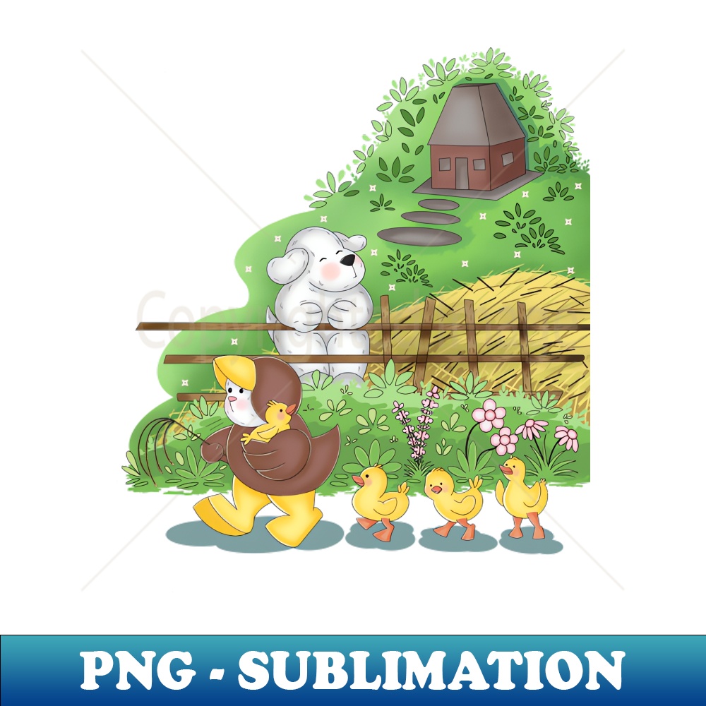 Cat leads cute little ducks - Aesthetic Sublimation Digital - Inspire Uplift