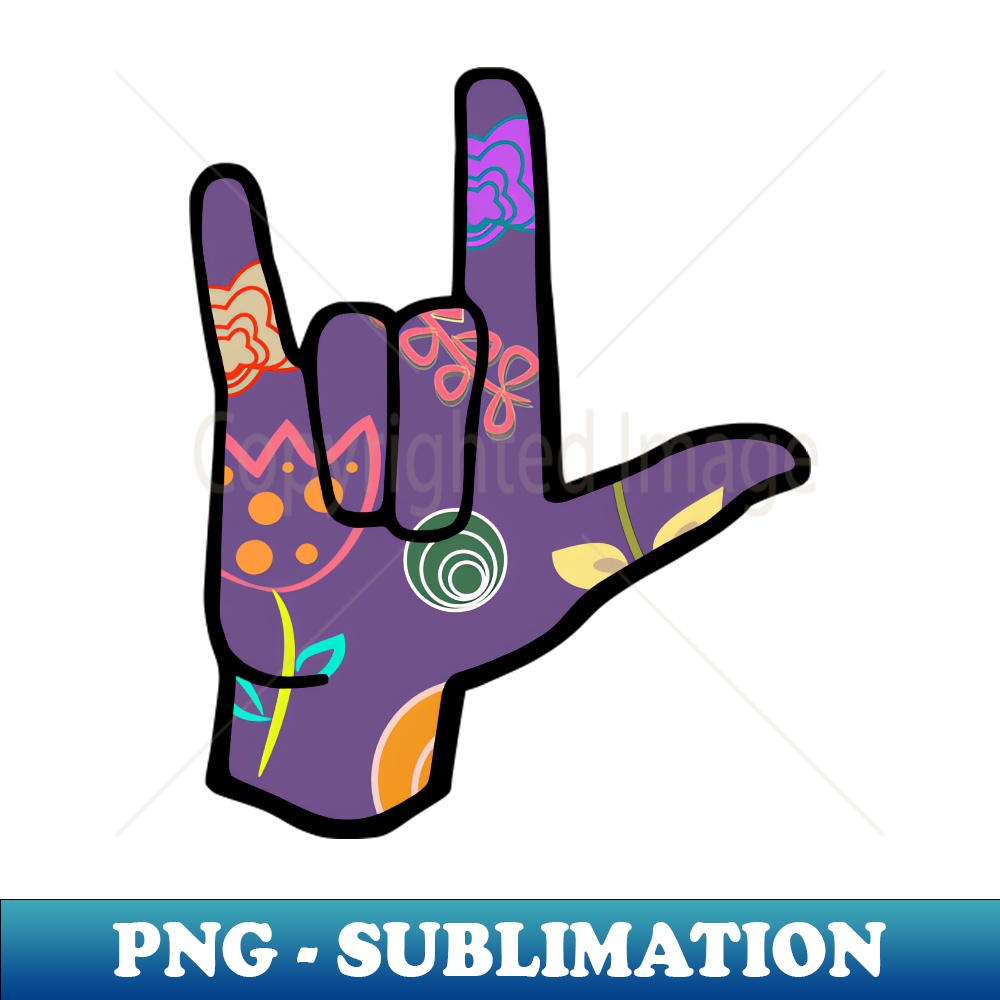 ASL ILY I Love You Sign Flower Design American Sign Langua | Inspire Uplift