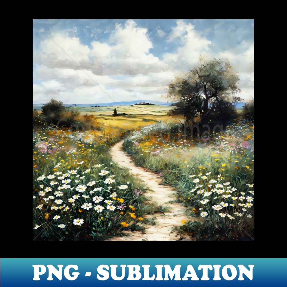 Painted picture of path in the middle of field - Aesthetic S | Inspire ...