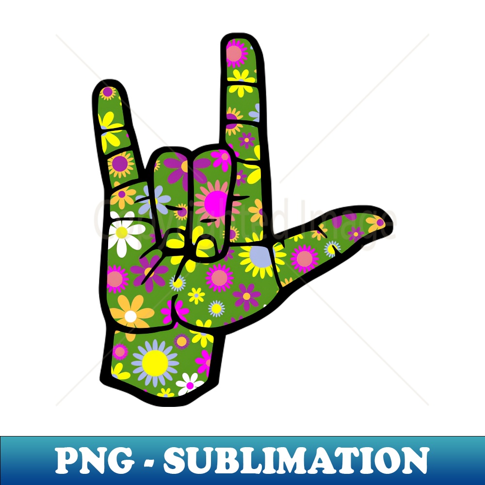 ASL ILY I Love You Sign Flower Design American Sign Langua | Inspire Uplift