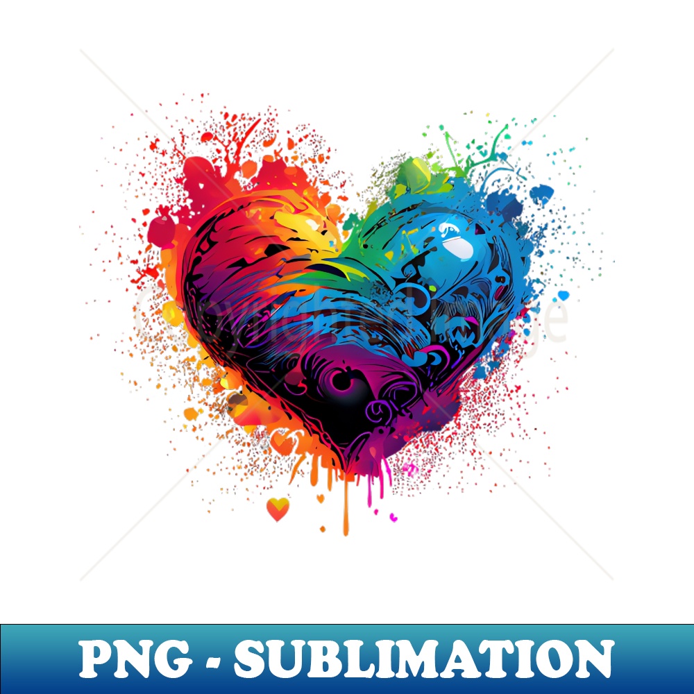 Heart with splatters in neon colors - Sublimation-Ready PNG | Inspire ...