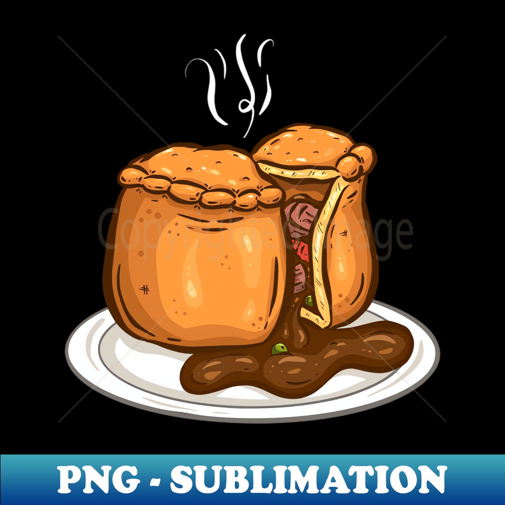 Meat Pie Cartoon Gravy on Plate - Professional Sublimation D | Inspire ...