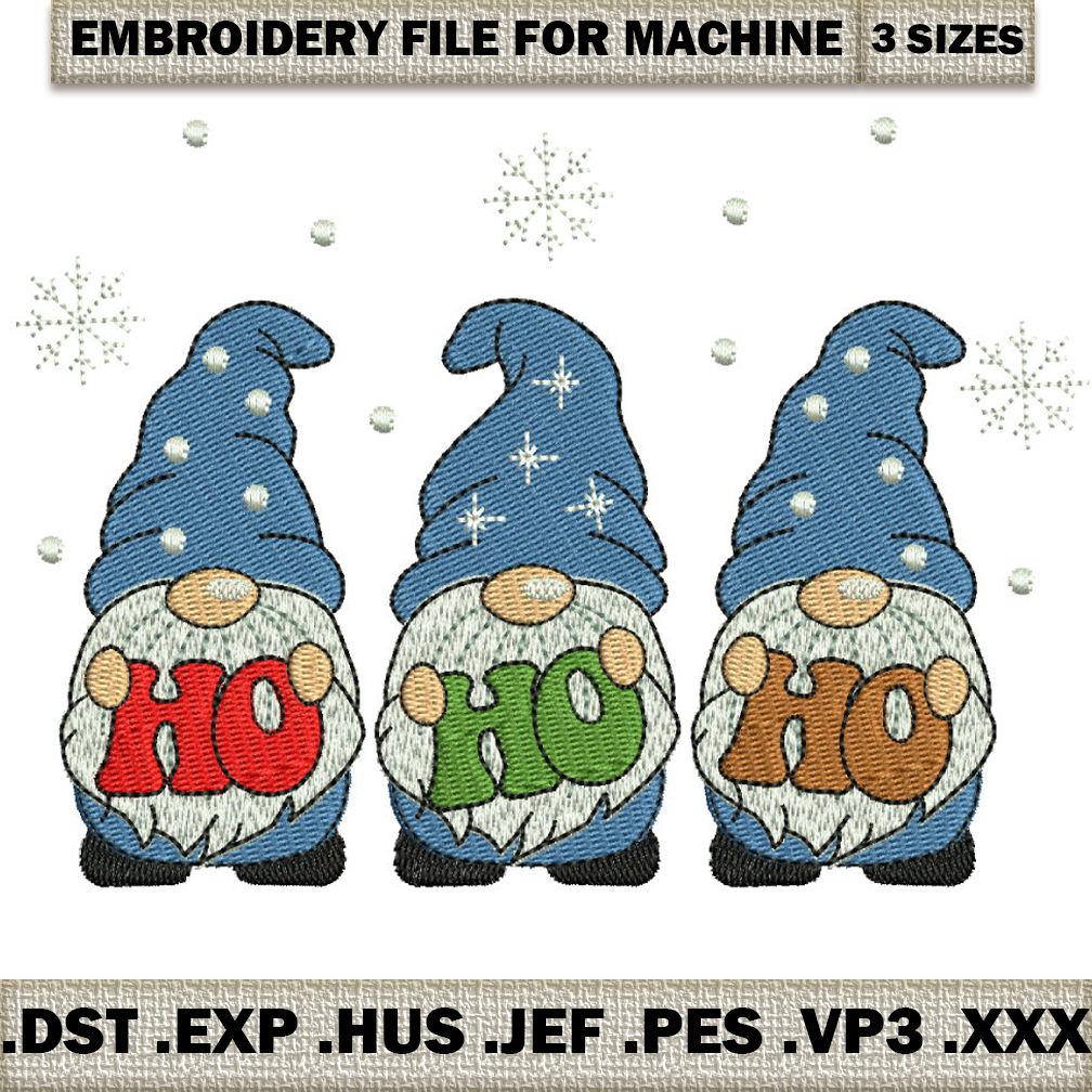 Ho Ho Ho Gnomes Christmas Embroidery Files, Christmas Gnomes | Inspire ...