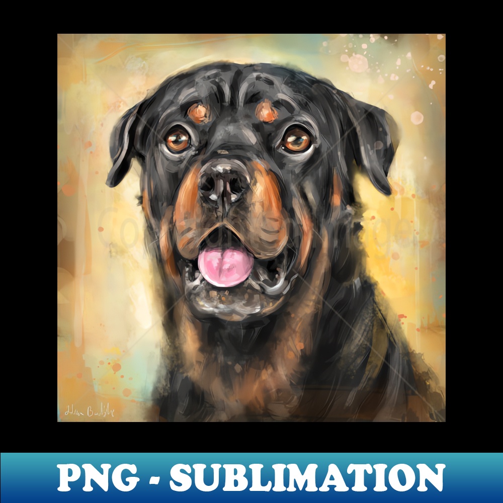 Painting of a Gorgeous Rottweiler with Its Tongue Out on Ora | Inspire ...