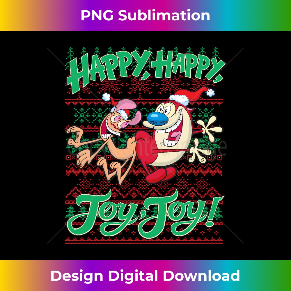 Ren and Stimpy Christmas Happy Joy Ugly Sweater Long Slee - | Inspire Uplift