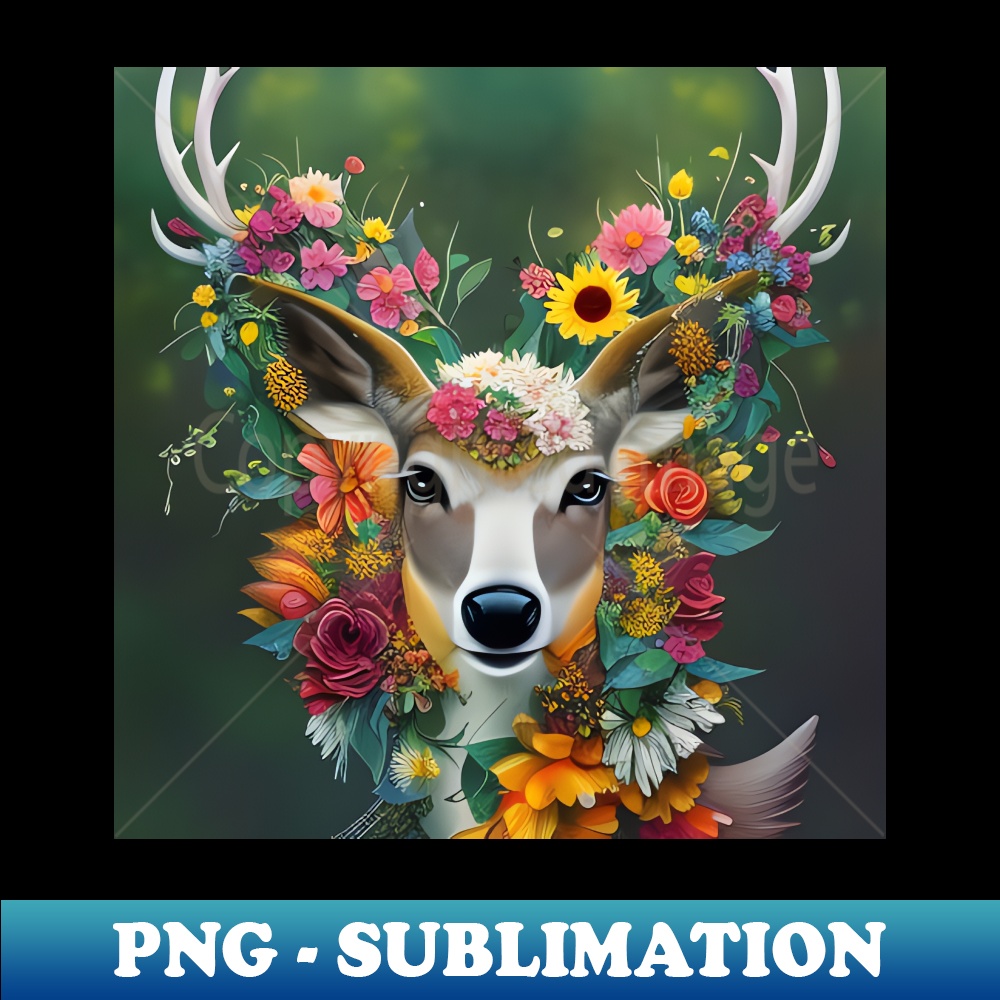 Deer Flowers - Sublimation-Ready PNG File - Boost Your Succe | Inspire Uplift