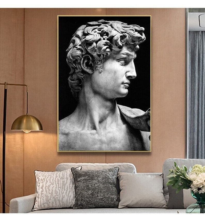 Modern David Figure Sculpture Black And White Canvas Paintin | Inspire ...