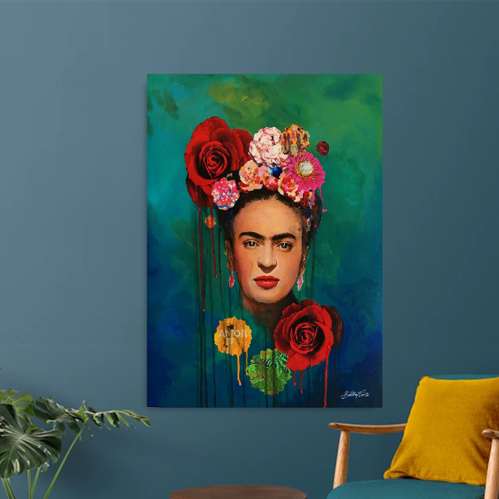 Portrait of Frida Kahlo Ready to Hang, Frida Kahlo Canvas Pa | Inspire ...