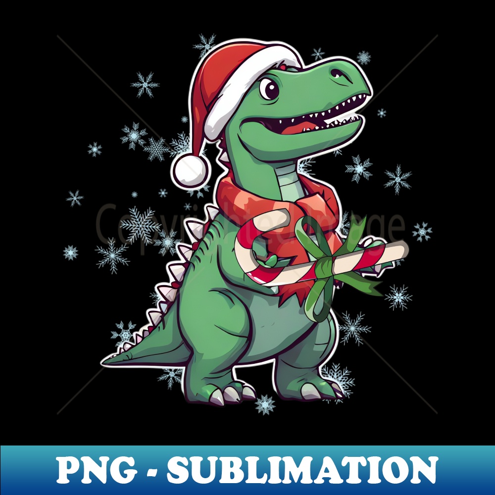 Funny Christmas Dinosaur with Candy Cane - PNG Transparent S - Inspire ...