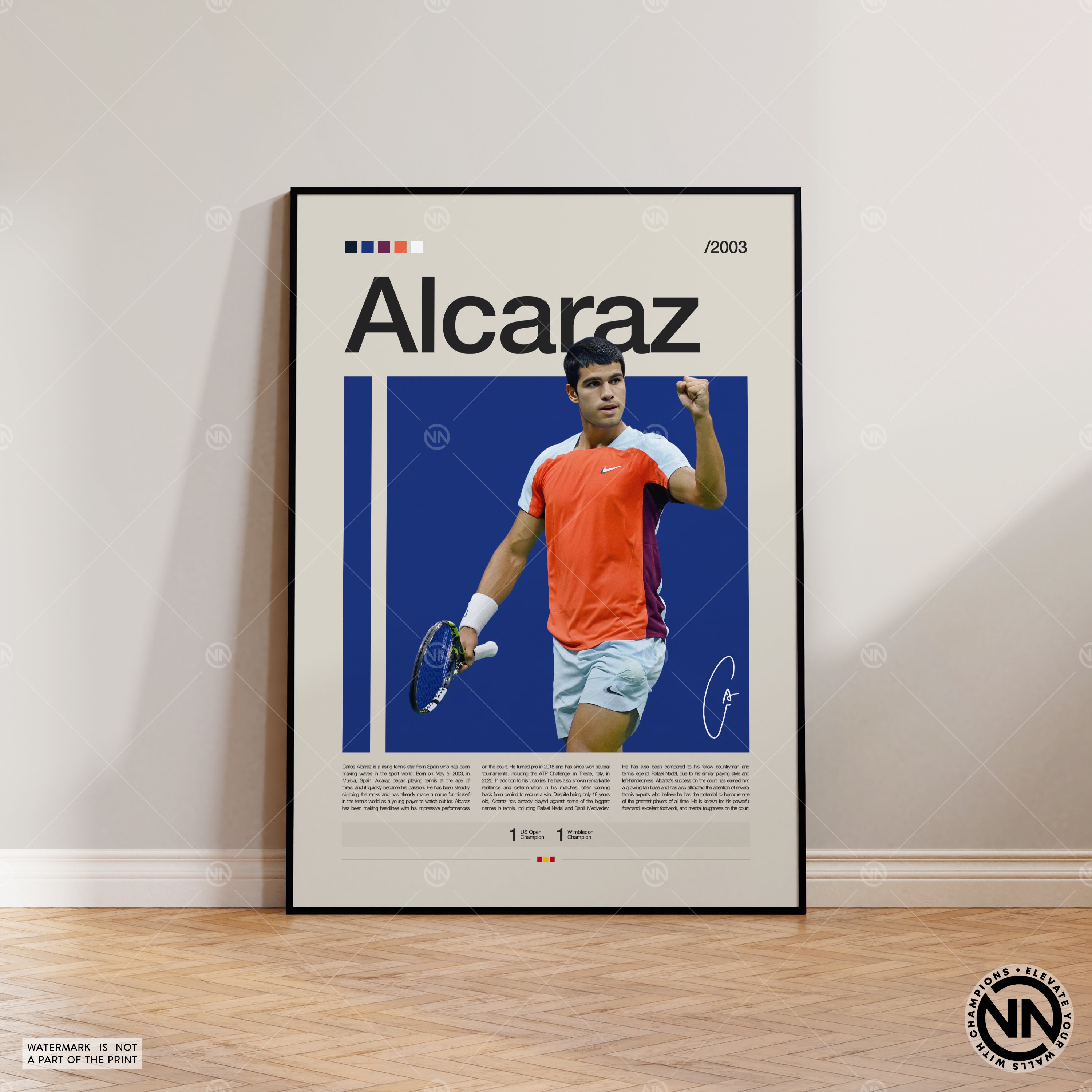 Carlos Alcaraz Poster, Tennis Poster, Motivational Poster, S | Inspire ...