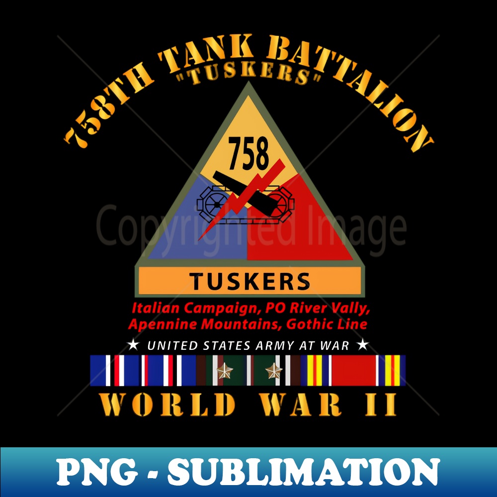 758th Tank Battalion - Tuskers w SSI Name Tape WWII EU SVC | Inspire Uplift