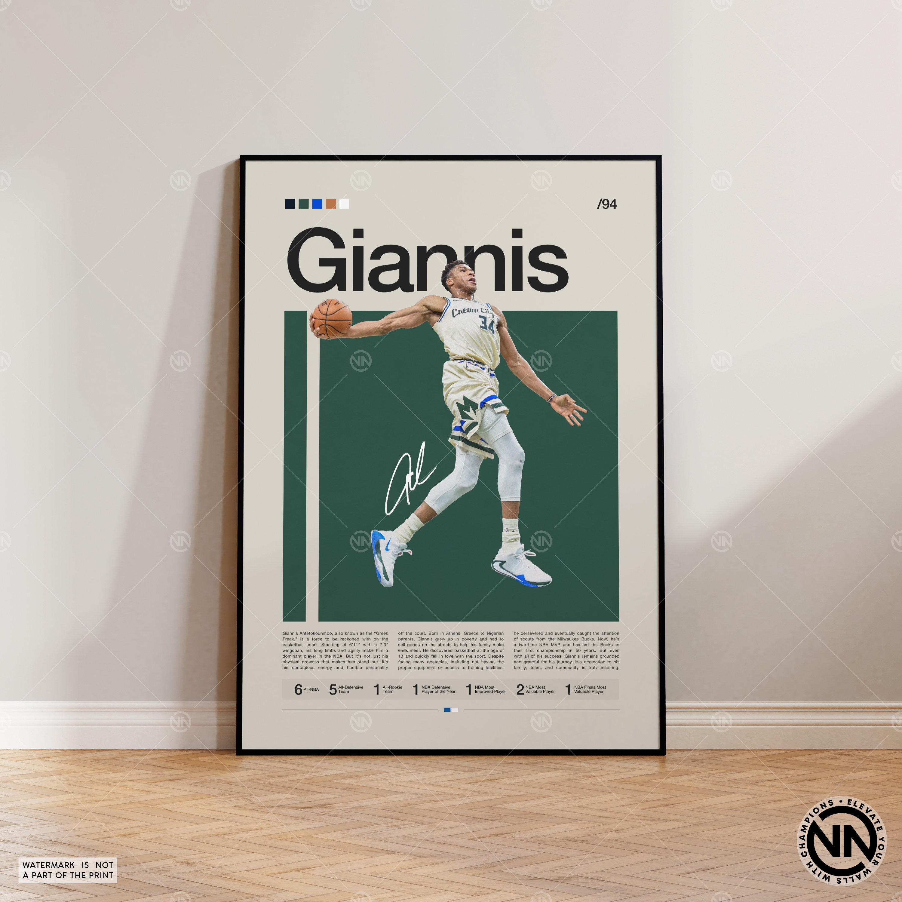 Giannis Antetokounmpo Poster, Milwaukee Bucks Poster, Sports | Inspire ...